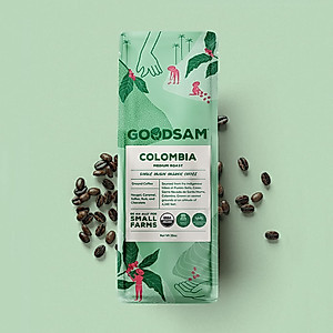 GoodSAM Organic Ground Coffee, Medium Roast 2 lb, Colombian Single Origin, Non GMO Arabica Beans, Vegan, Keto, Regenerative Farming, Direct Trade