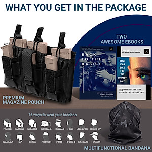 Molle Mag Pouch for Rifle & Pistol Ammo, Super Durable, Lightweight and Secure. Triple Stacker Magazine Pouch for High Speed Use