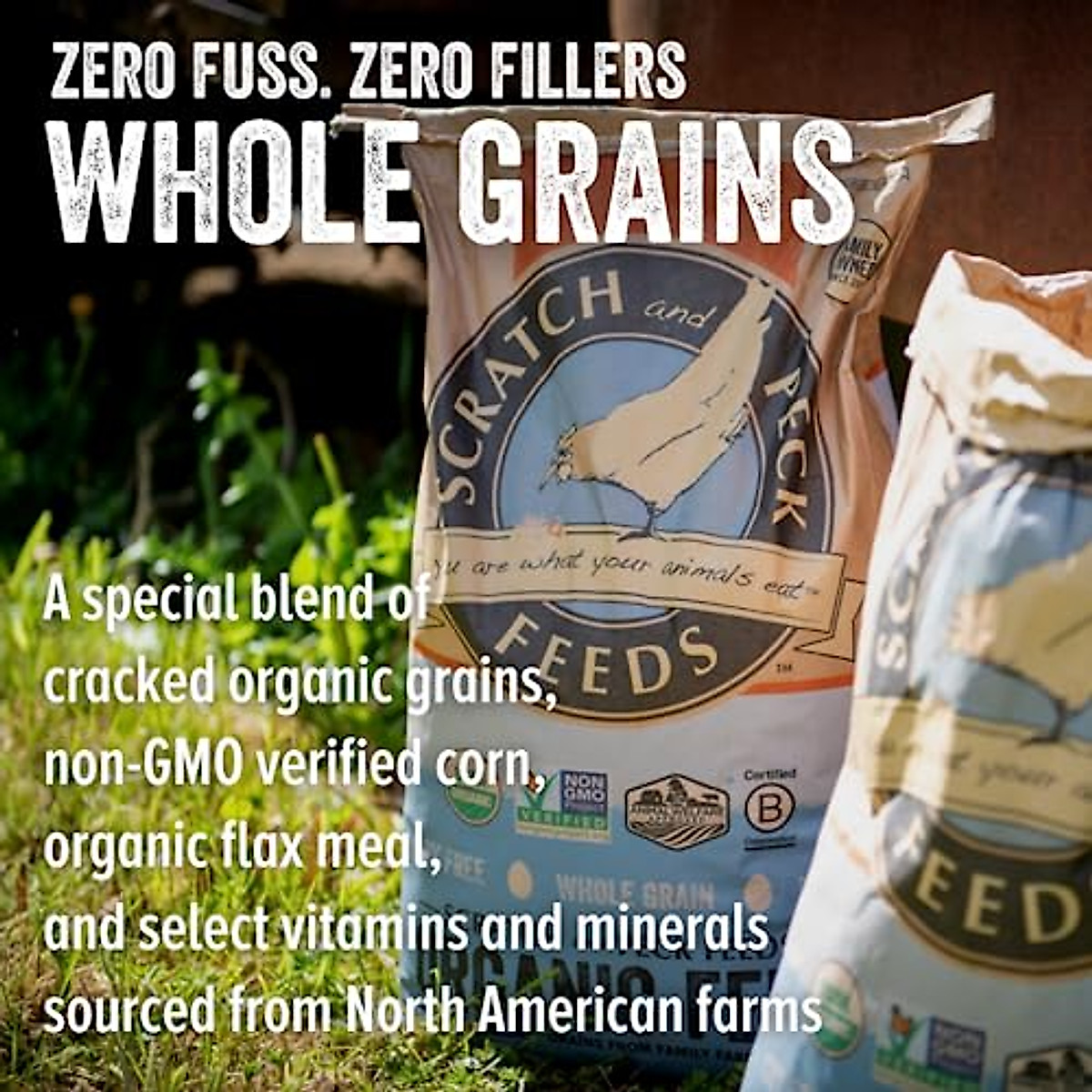 Scratch and Peck Feeds Organic Layer Chicken Feed with Corn for Chickens and Ducks - 25-lbs - Non-GMO Project Verified, Always Soy Free - 1004-25