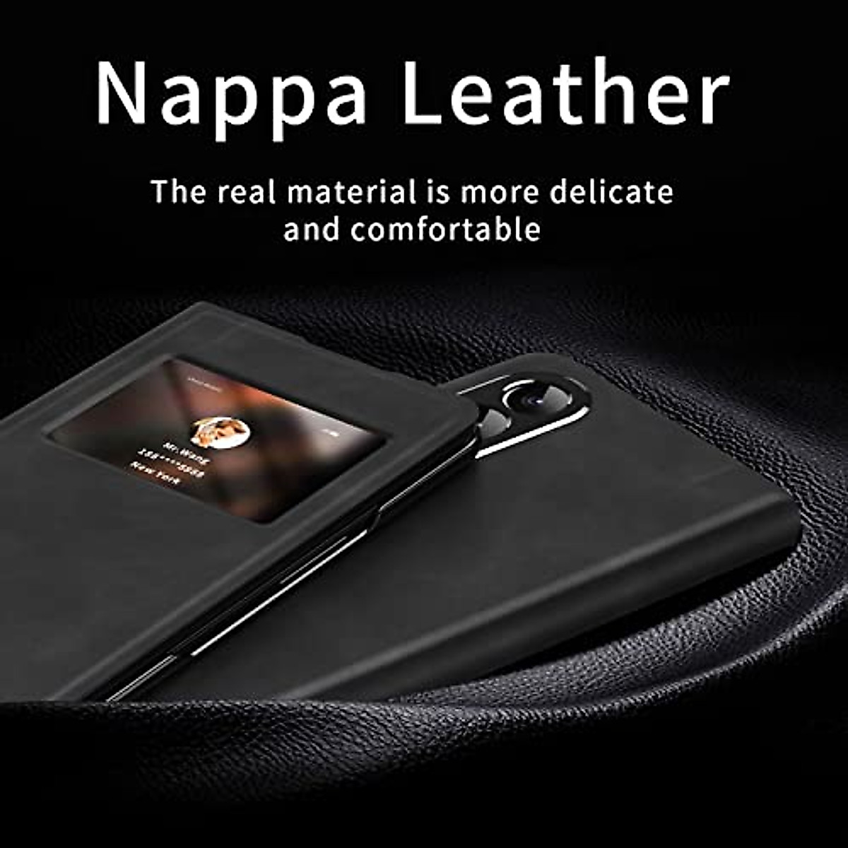 EAXER for Samsung Galaxy Z Fold 3 5G Case, Luxury Magnetic Case Leather Skin Stand Full Coverage Protection Case Cover (Black)