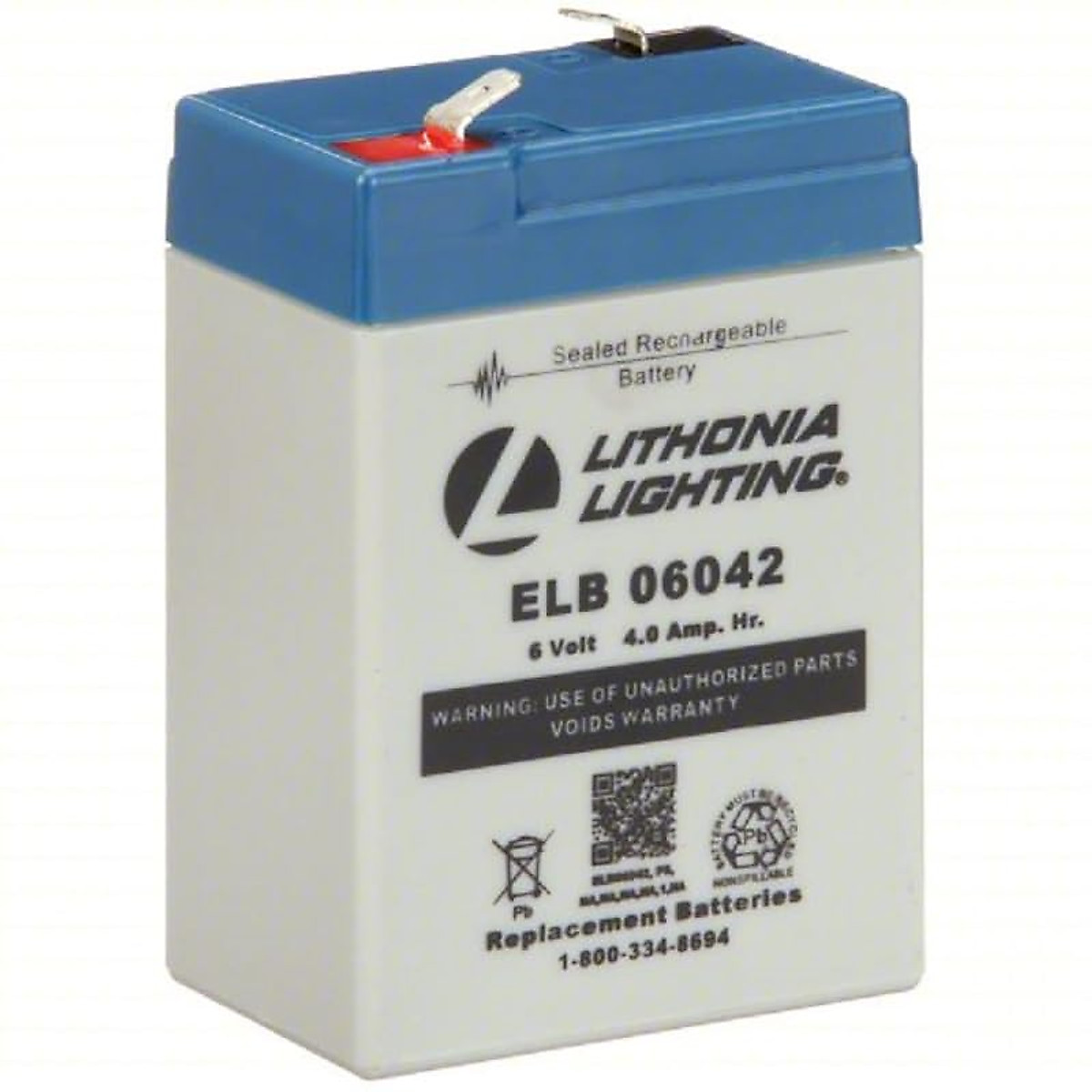 Lithonia Lighting ELB 06042 Battery Emergency Replacement Batter, 6 Volts, 250 Watts, Black