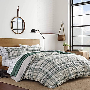 Eddie Bauer - Twin Duvet Cover Set, Cotton Reversible Bedding with Matching Sham, Plaid Home Decor for All Seasons (Timbers Evergreen, Twin)