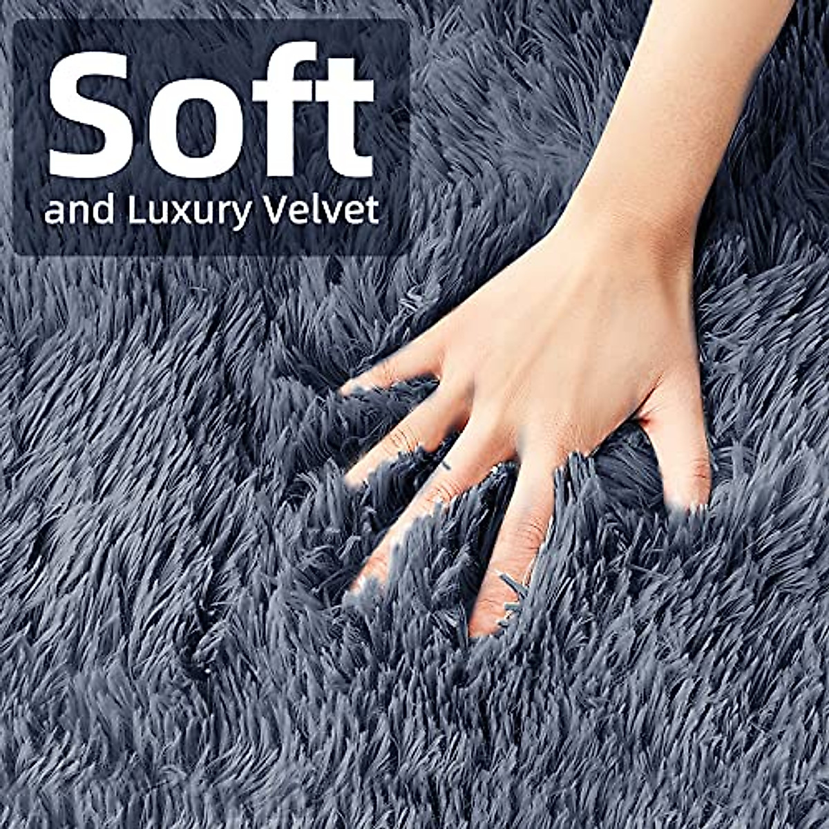 ARONGUS Luxury Fluffy Area Rugs, 5.3x7.5 Feet Gray Soft Plush Furry Rug for Bedroom, Comfy and Cute Rugs for Living Room, Fuzzy Shag Rug for Kids' Room, Big Floor Carpets for School Dorm Classroom