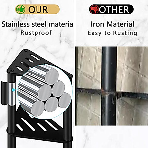 VOTZAAQ Shower Foot Rest 15 in - Shower Stool for Inside Shower, Stainless Steel Waterproof Shower Stool for Shaving Legs - Corner Bathroom Bench Seat with Storage Shelf for Small Shower Spaces