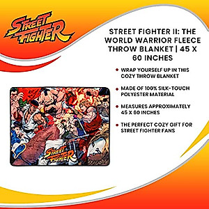 Street Fighter II: The World Warrior Plush Throw Blanket | Cozy Sherpa Wrap Covering For Sofa, Bed | Super Soft Lightweight Fleece Blanket | Geeky Home Decor | 45 x 60 Inches