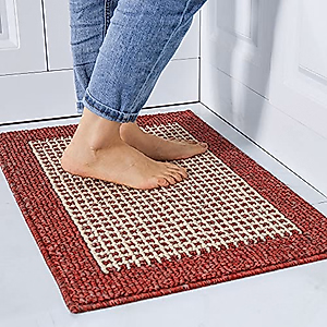 COSY HOMEER 28X18 Inch Washable Kitchen Rug Mats are Made of Polypropylene Square Rug Cushion Which is Anti Slippery and Stain Resistance,Red