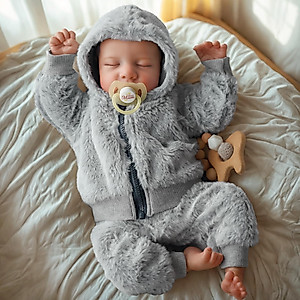 JIZHI Lifelike Reborn Baby Dolls Boy - 17-Inch Soft Baby Feeling Realistic-Newborn Baby Dolls Poseable Real Life Baby Dolls Cute Sleeping Baby Boy Doll for Kids Age 3 +