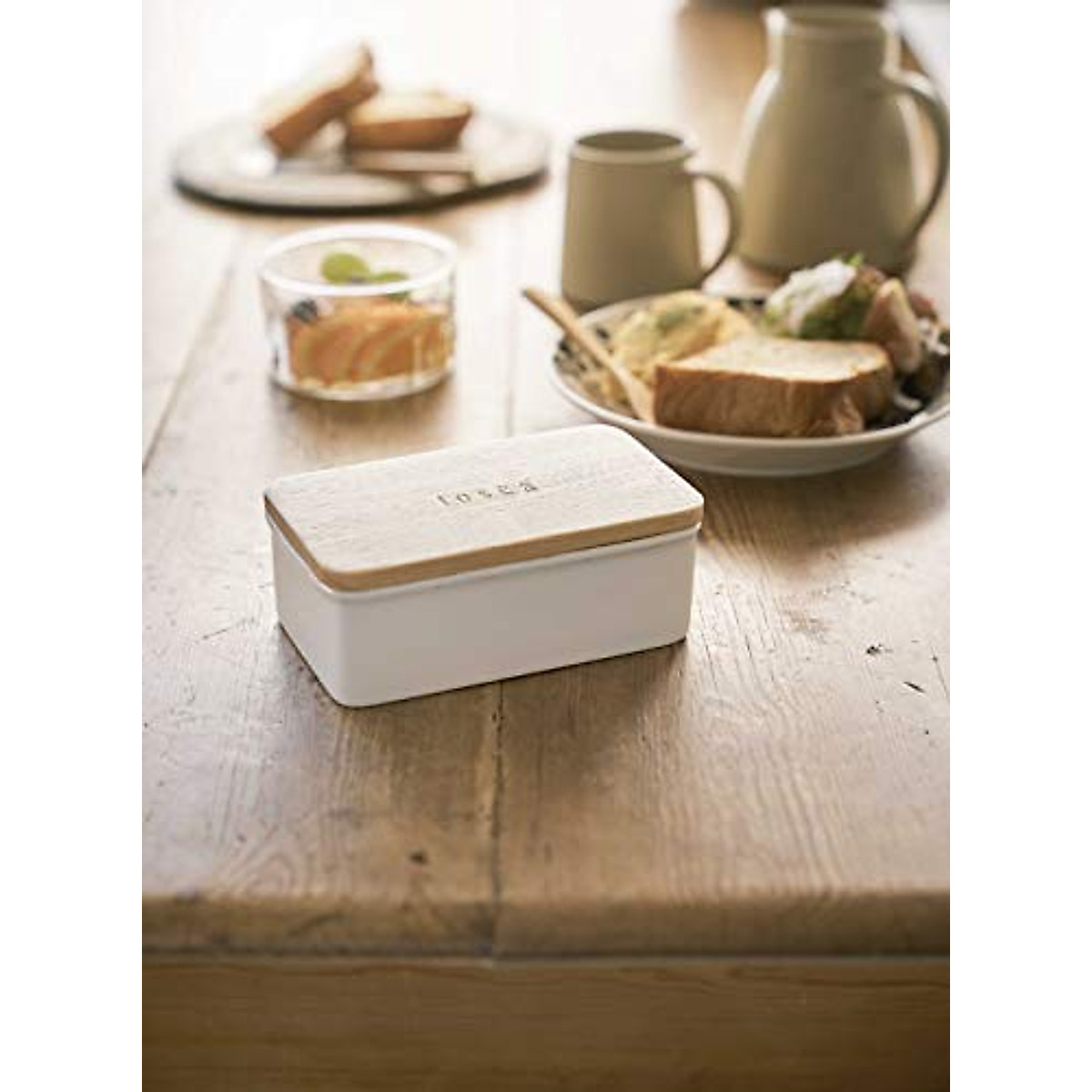 YAMAZAKI Home Butter Kitchen Dish, Tray Container | Ceramic | Food Storage, One Size, White