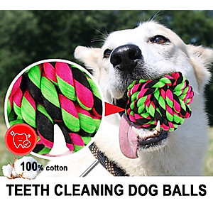 LosFong Large Dog Chew Toys for Aggressive Chewers, 6 Pack Almost Indestructible Dog Balls for Large Dogs, Heavy Duty Dental Cotton Dog Rope Toy for Medium Dogs, Puppy Teething Chew Toys