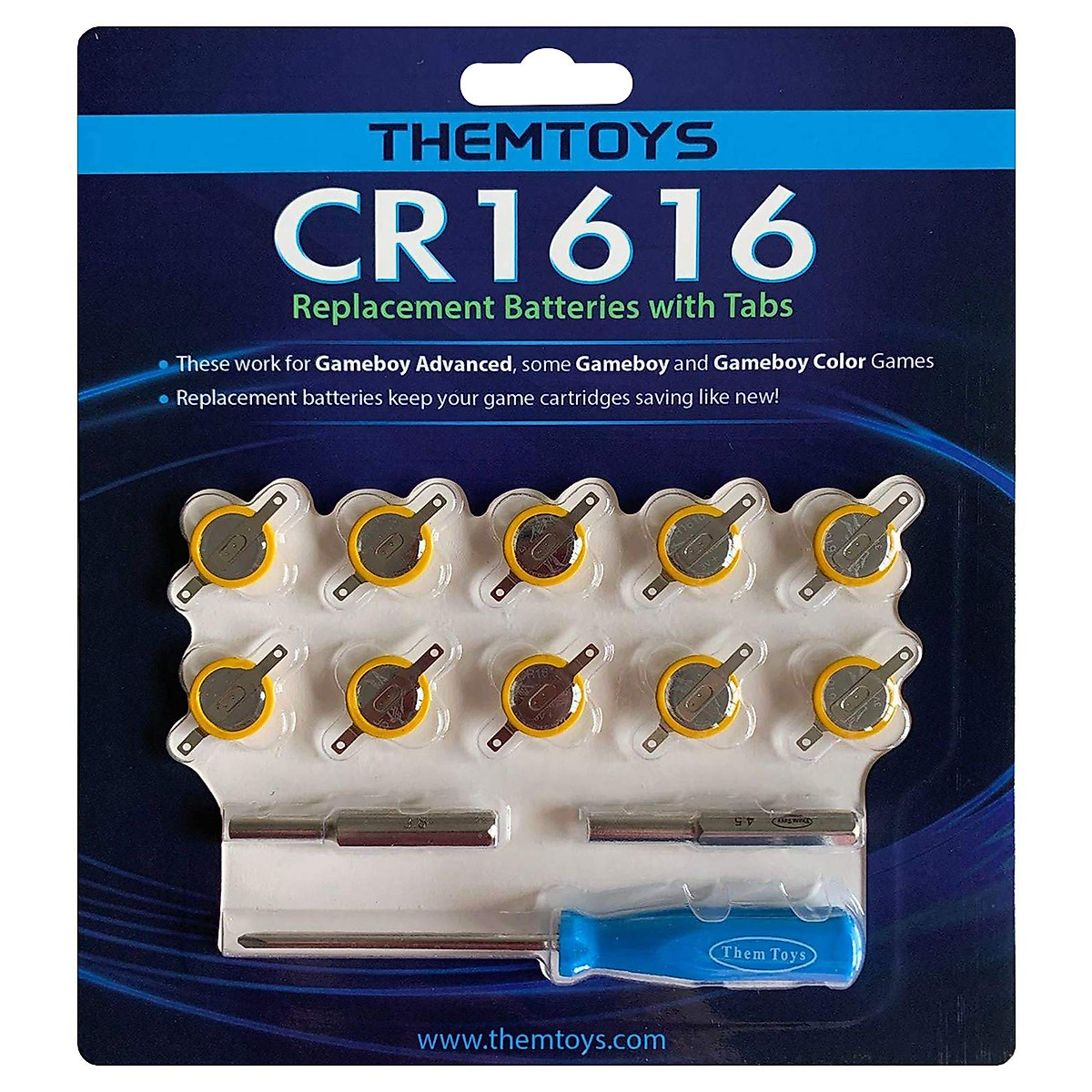 Tabbed CR1616 Battery with Solder Tabs, 10x CR1616 3V Lithium Battery, Gameboy Cartridge Battery Ruby Gameboy Advance SP Fire Red Leaf Green Emerald, 1616 Battery GBA Gameboy Advance Cart Save