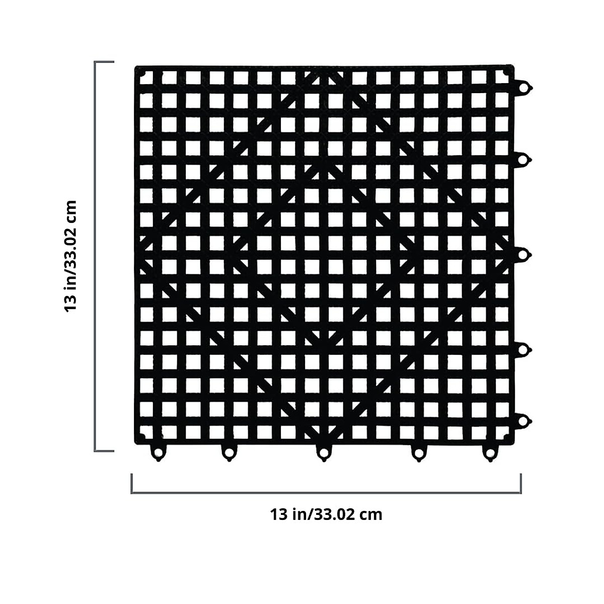 San Jamar Versa-Mat Plastic Interlocking Bar Mats, Black, (Set of 12)