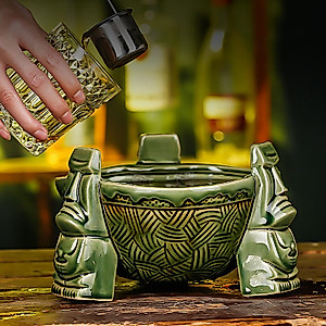 Winish Punch Bowl Scorpion Bowl Tiki Bowl 32-ounce Fishbowl Tiki Mug Ceramic Island-themed Rum Punch Cocktail Glass TM4003