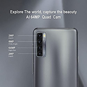 TCL 20S Unlocked Cell Phone with 6.67” Dotch FHD+ Display, Android 11 Smartphone 64MP Quad Rear Camera System, 4GB+128GB, 5000mAh Big Battery with Fast Charging, Milky Way Black