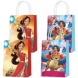 Thwae 16Pcs Elena of Avalor Party Favor Bags, Princess Elena Birthday Paper Gift Bags with Handles for Princess Elena Themed Party Decorations Goody Treat Candy Bags