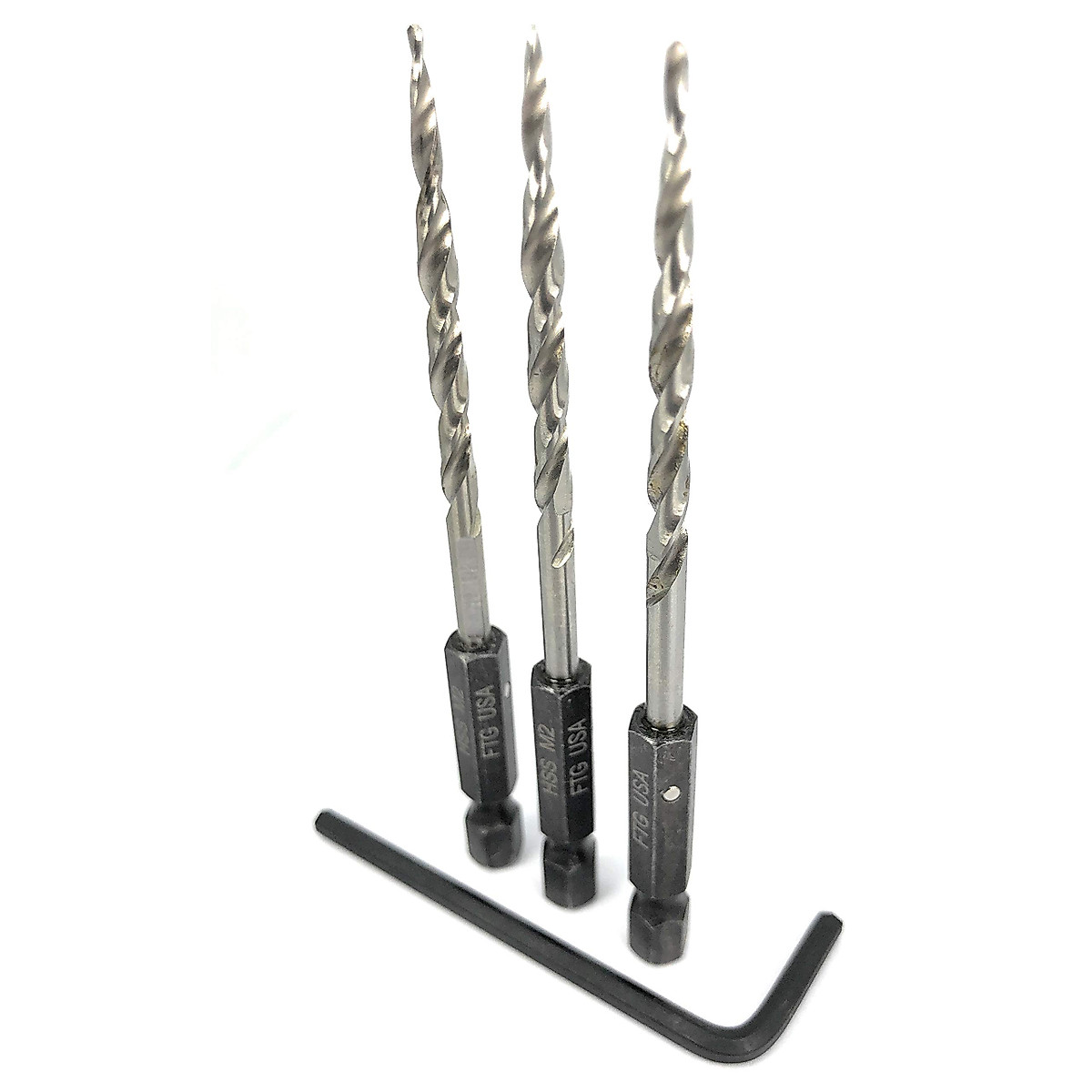 FTG USA Countersink Drill Bit Set 6 Pc #6 (9/64") Wood Countersink Drill Bit Pro Pack Countersink Set, with 3 Replacement Tapered Countersink Bit #6(9/64"), 1 Stop Collar, Hex Wrench
