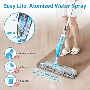 DDSNTY 4 Pcs Microfiber Spray Mop Pads Replacement Head for Wet Dry Dust Mop, Reusable Washable Mop Heads Refills Compatible with Bona Floor Care System for Kitchen Home Commercial Floor Cleaning