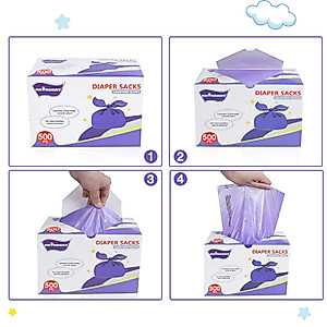 Baby Disposable Diaper Bags Easy-To-Tie Tabs Diaper Sacks with Lavender Scented Diaper Disposal or Pet Waste Bags (500 Count)