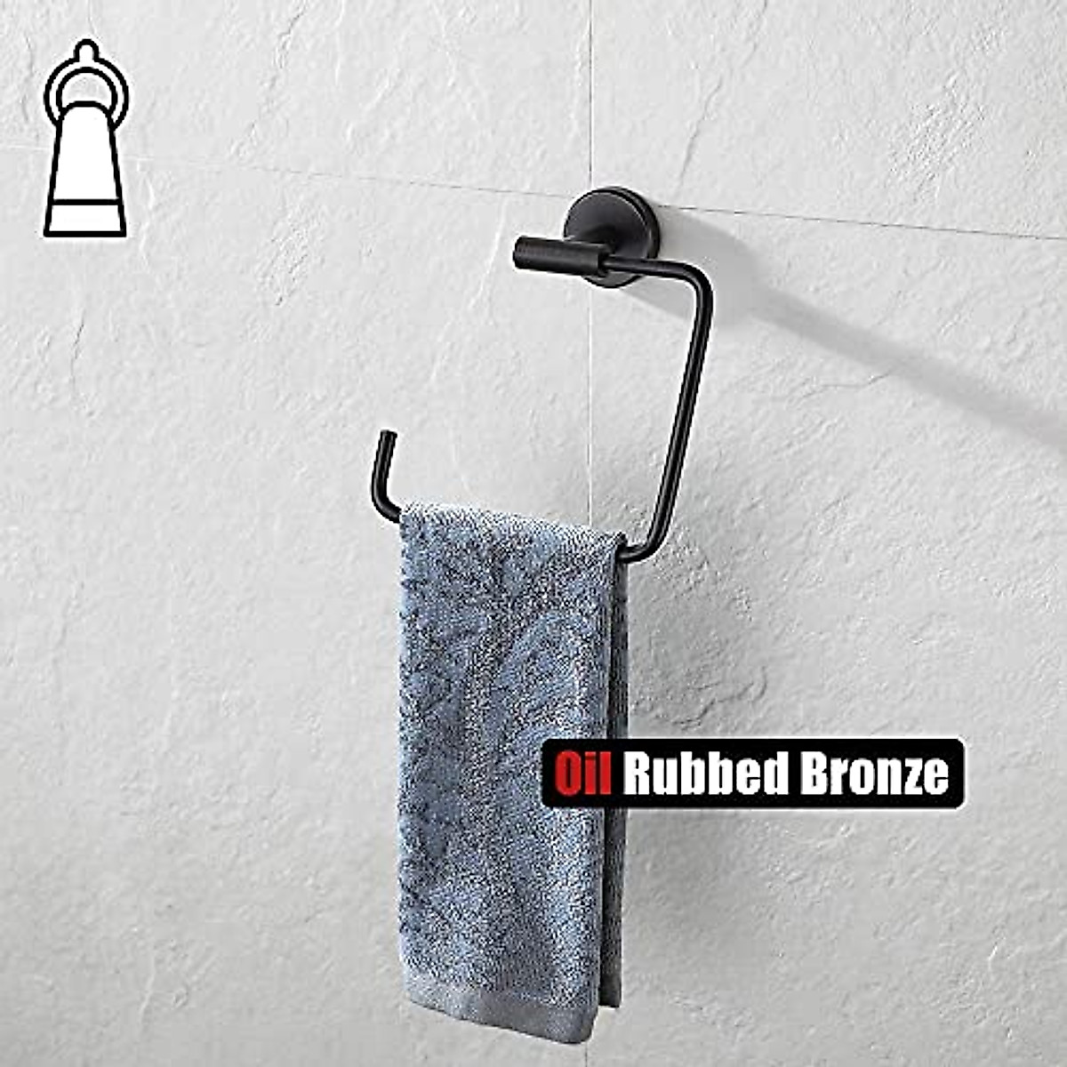 JQK Towel Ring Oil Rubbed Bronze, Stainless Steel Square Ring Towel Holder for Bathroom, 6 Inch ORB Wall Mount, TR140-ORB