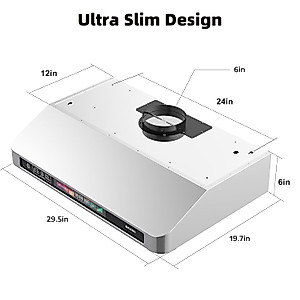 BRANO 30 Inch Under Cabinet Range Hood with Voice/Gesture/Touch Control, 900 CFM Kitchen Vent Hood with 4-Speed Exhaust Fan, Stainless Steel Stove Hood with LED Lights, Baffle Filters