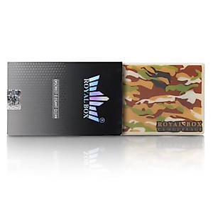 Generic Original Camouflage Royal Box Black 8 Compartment Snuff Wallet Box with Built in 3"" Metal Alloy Straw