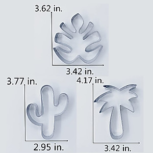 LILIAO Tropical Flamingo Cookie Cutter Set - 3 Piece - Palm Tree, Cactus and Tropical Monstera Leaf Biscuit Fondant Cutters - Stainless Steel