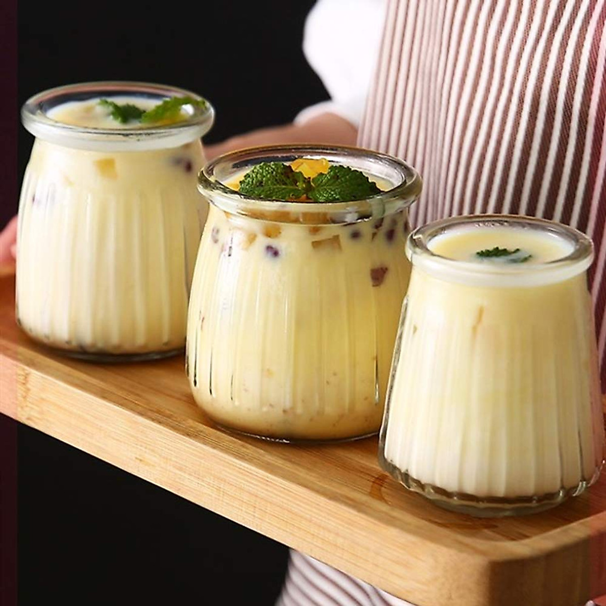 4oz Small Glass Jars 40Pack, Clear Glass Pudding Jars with PE Lids and Tags, Spice Jars/ Glass Jelly Jars/ Yogurt Jars/ Small Jars with Lids (Set of 40)