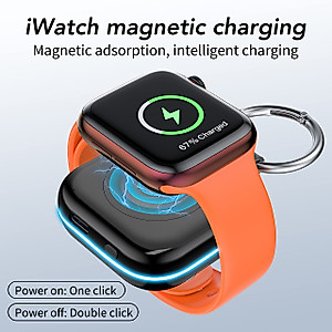 HUOTO Portable Charger for Apple Watch,Wireless Magnetic iWatch Charger 1200mAh Power Bank Travel Keychain Accessories Smart Chargers for Apple Watch Series 10/9/8/7/6/SE/5/4/3/2/1/UItra/UItra 2