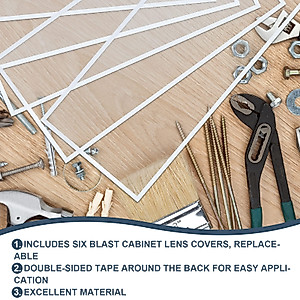 Fabbay 6 Pcs Sandblast Cabinet Inner Lens Protector 22 x 10'' Standard Abrasive Window Blasting Cabinet Lens Cover Adhesive Polyester Clear Visibility Sand Blast Film for Media Blaster Replacement