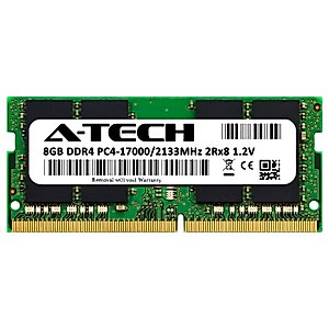 A-Tech 8GB DDR4 2133MHz SODIMM PC4-17000 2Rx8 Dual Rank 260-Pin CL15 1.2V Non-ECC Unbuffered Notebook Laptop RAM Memory Upgrade Module
