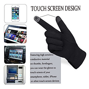Tomily Womens Touch Screen Phone Fleece Windproof Gloves Winter Warm Wear (Black)