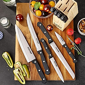Knife Set, Little Cook 17 PCS Kitchen knife set, German Stainless Steel Chef Knife Set, Knife Sets for Kitchen with Block