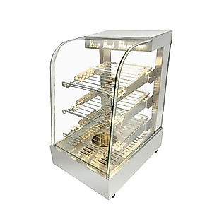 Countertop 15" Food Warmer Display Case 3 Shelf Hot Warming Showcase with Sliding Door and Water Tray,Commercial (15"(Silver))
