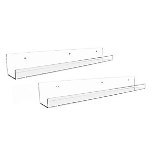 Jusalpha Acrylic Glass Floating Wall Ledges and Display Shelves - Photo Ledge or Nursery/Kids' Wall Bookshelf, 04, 17 Inches