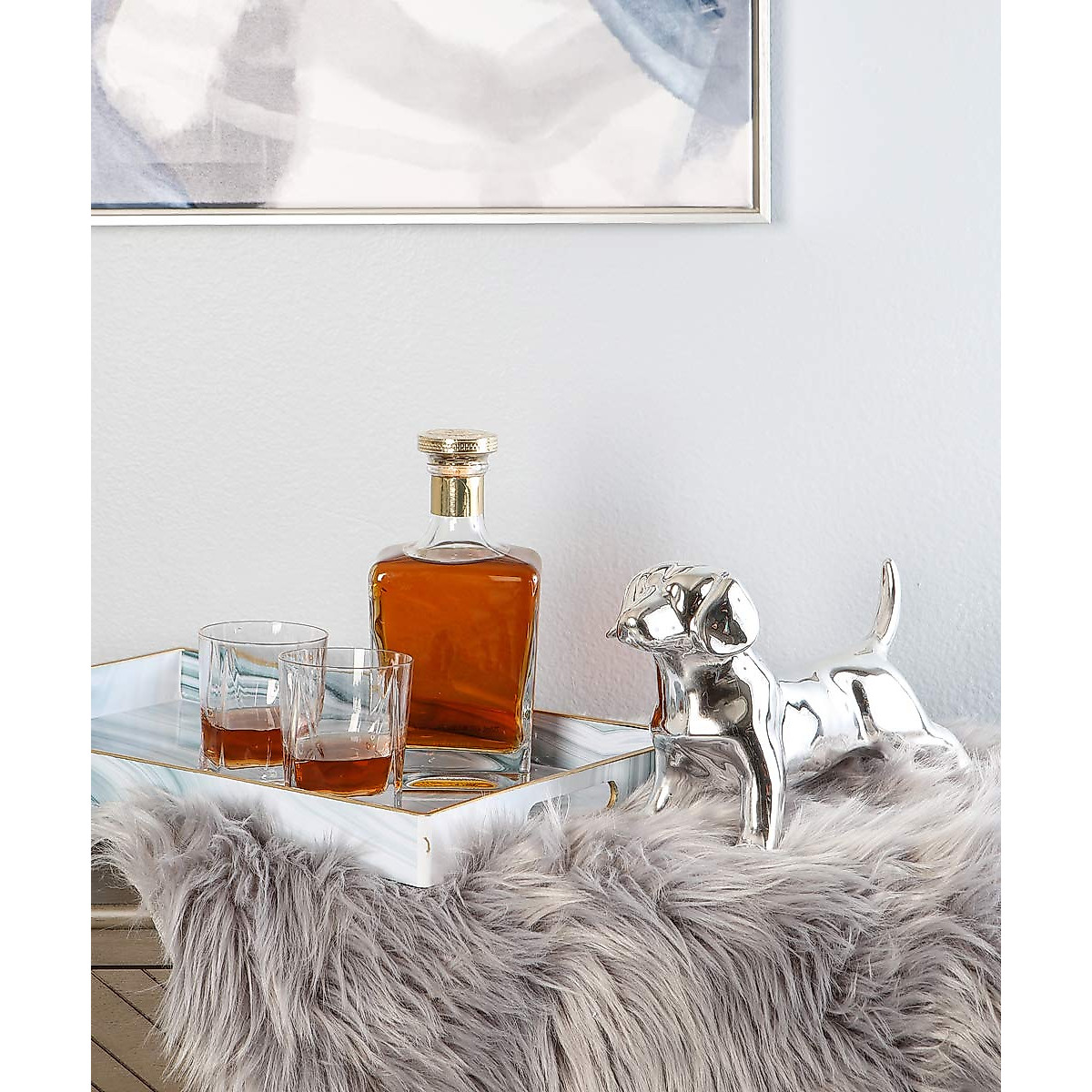 Nayothecorgi Beagle Dog Statue - Metallic Silver Standing Ceramic Dog Statue - Decorative Dog Sculpture for Garden or Home Décor - Beagle Dog Outdoor Statue - (11.5” x 7.0” x 4.5”)