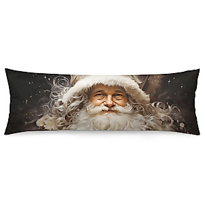MaSiledy Body Pillowcase Happy Winter Holiday Pillow Cover Christmas Santa Long Body Pillow Case Cover Polyester Decorative 20x54 Inches for Decoration Sofa Couch Soft Breathable