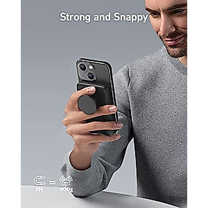 Anker 622 Magnetic Battery (MagGo with PopSockets Grip), 5,000mAh Wireless Portable Charger with Swappable PopGrip and Stand, USB-C for iPhone 14/13/12 Series (Black)