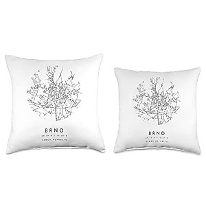 Brno Czech Republic Skyline Travel souvenir Brno Czech Republic Coordinates map Hometown Throw Pillow, 18x18, Multicolor