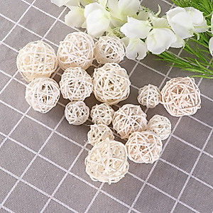 ifundom Wicker Rattan Balls, 15 PCS Decorative Balls Vase Fillers for Home Decor Centerpieces Bowl Orbs Craft Wedding Party Garden Christmas Tree Decoration House Ornaments