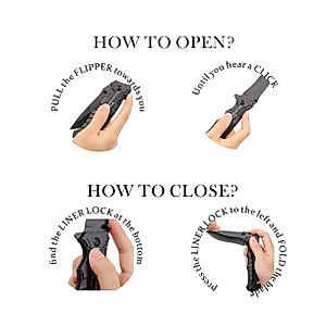 Corfara Black Engraved Pocket Knife for Men with Window Glass Breaker, Seat-belt Cutter, Gifts for Mens Anniversary , Husband Birthday Gift, Boyfriend Gifts for Him, I Love You Gift Personalized