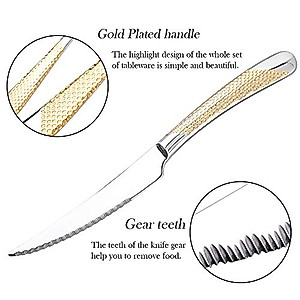 Silverware Set Stainless Steel Flatware Tableware Cutlery Set Include Knife Fork Spoon Gold Silver Cutlery Set 5 Pcs(Gold)