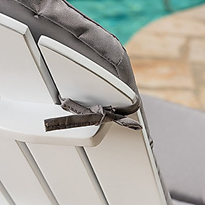 Christopher Knight Home Amenda Outdoor Acacia Wood Folding Adirondack Chairs with Cushions (Set of 4), Gray, White + Grey