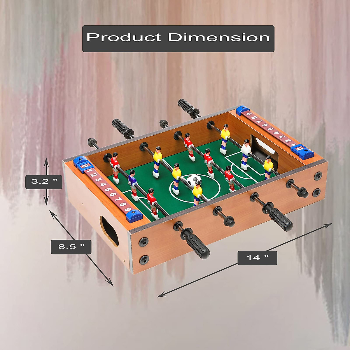 Shevshavan 14(inch) Small Foosball Table for Little Kids Table Top Wooden Hockey Game Tabletop Soccer/Foosball Game Mini Foosball Table Football Table Birthday Gift(14 inch)