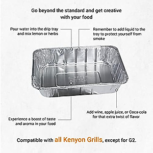 Kenyon Drip Tray Set, Disposable Grill Accessories, Foil Trays, Compatible with Kenyon Grills Except for G2, Rinse Out and Use Multiple Times, Pack of 10 Drip Pans, Silver