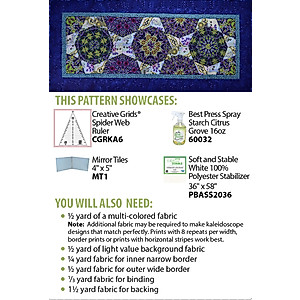 Bundle of Creative Grids Spider Web Quilt Ruler (CGRKA6) and Vertigo Table Runner Quilt Pattern by Cut Loose Press