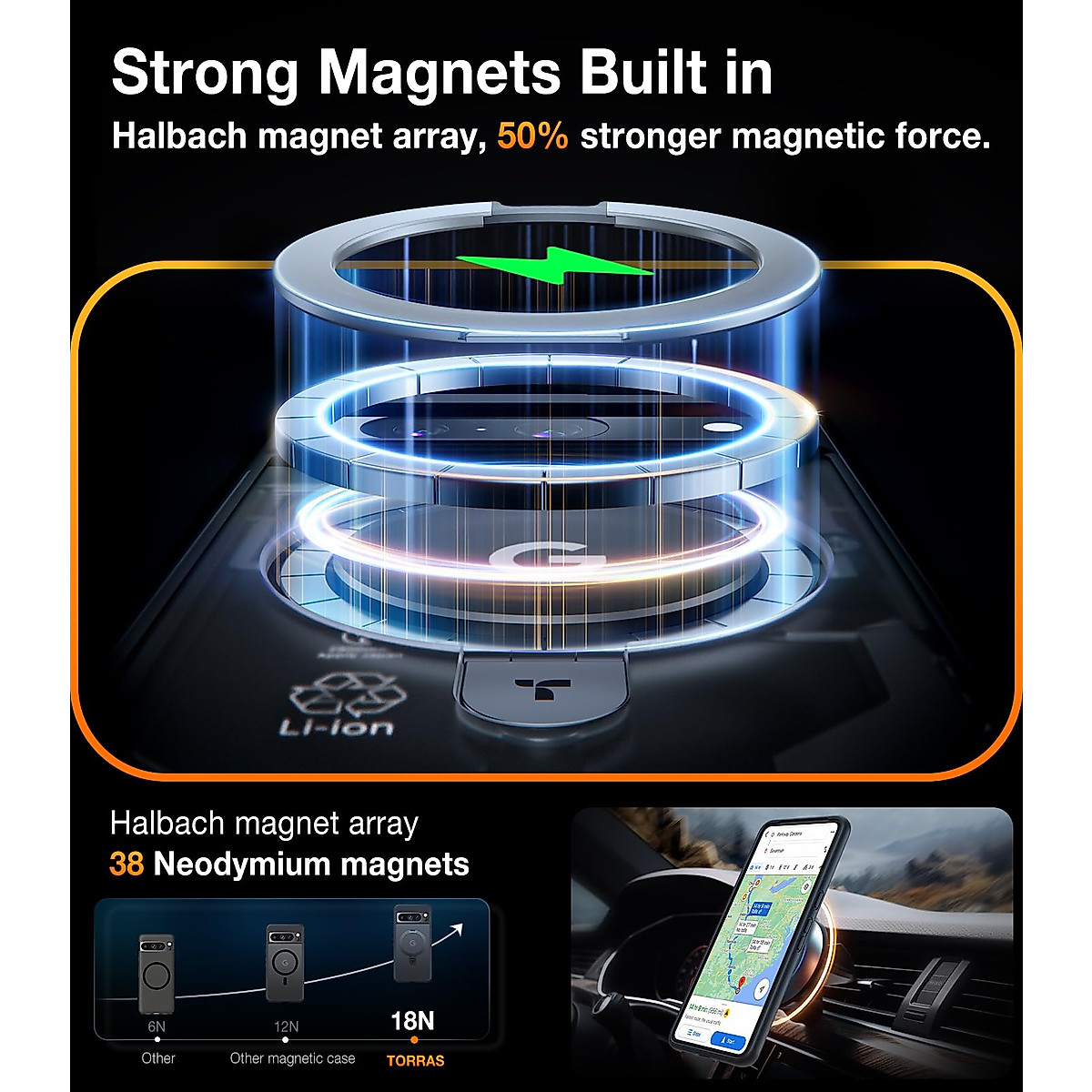 TORRAS Magnetic Shockproof for Google Pixel 8 Pro Case with Stand [Fit for MagSafe] [12FT Military Drop Protection] Sturdy Kickstand Protective Durable Slim Pixel 8 Pro Phone Case, Ostand, Black