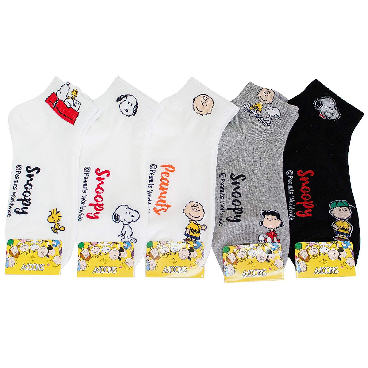 evei The Peanuts Snoopy Cartoon Movie Series Women's Original Socks (snoopy21_5pairs)