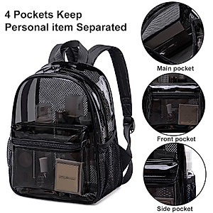 Clear Mini Backpack Stadium Events 12x12x6 Small Transparent Backpacks Plastic See Through Bag for Work Festival Security Travel