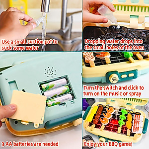 ChuburD Play Food Kids Kitchen Playset, Play Kitchen Toy Grill, Kids bbq Grill Playset, Pretend Play Cooking with Smoke, Sound and Light, for Toddlers for Kids 3 and up