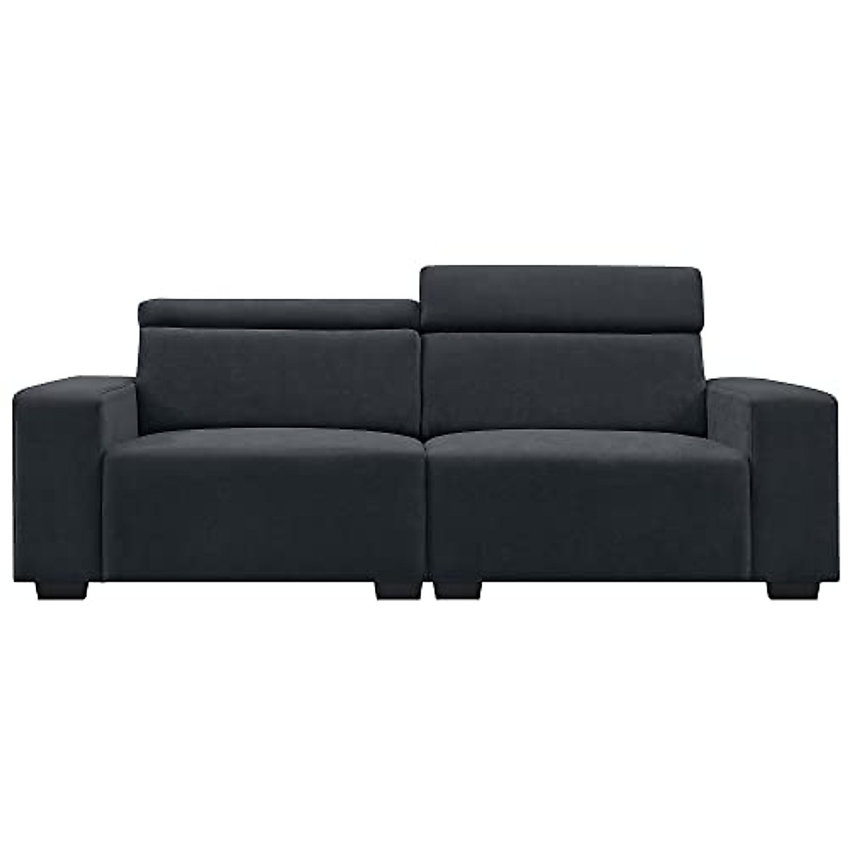 BIADNBZ 87" Velvet Loveseat Sofa with Multi-Angle Adjustable Headrest, Extra Wide Sectional Couch w/Armrest for Living Room Studios, Black