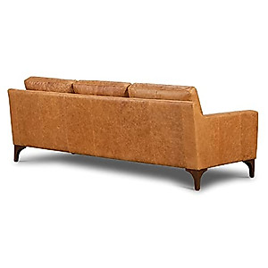 POLY & BARK Sorrento Leather Couch – 86-Inch Leather Sofa with Tufted Back - Full Grain Leather Couch with Feather-Down Topper On Seating Surfaces – Pure-Aniline Italian Leather – Cognac Tan
